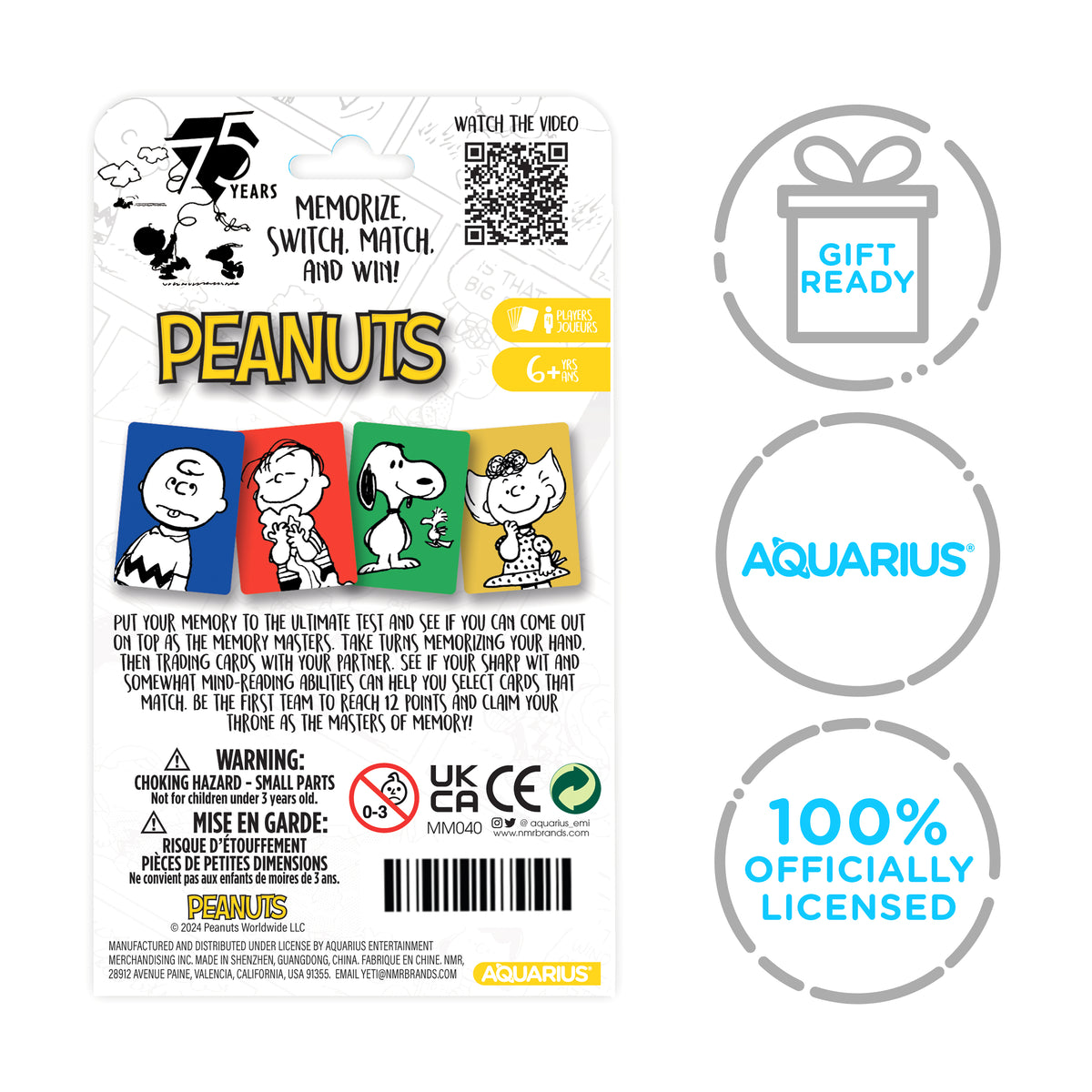 Snoopy and the Peanuts Gang Memory Master Card Game 75th Anniversary E ...