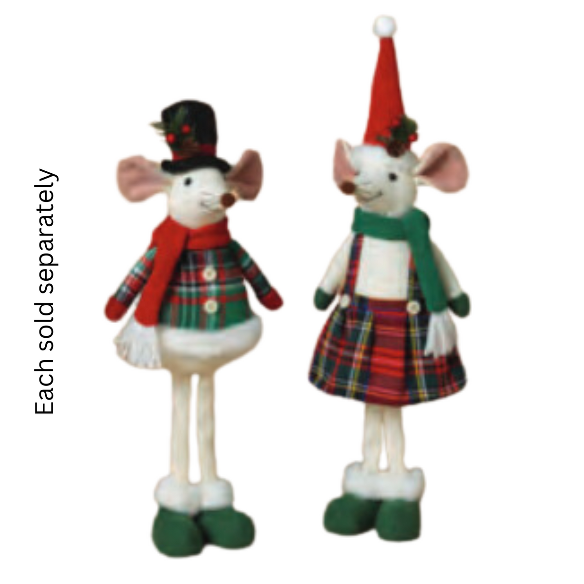 19.7" Merry Chris-Mouse Dressed in Red Plaid Standing Plush – Steve's ...