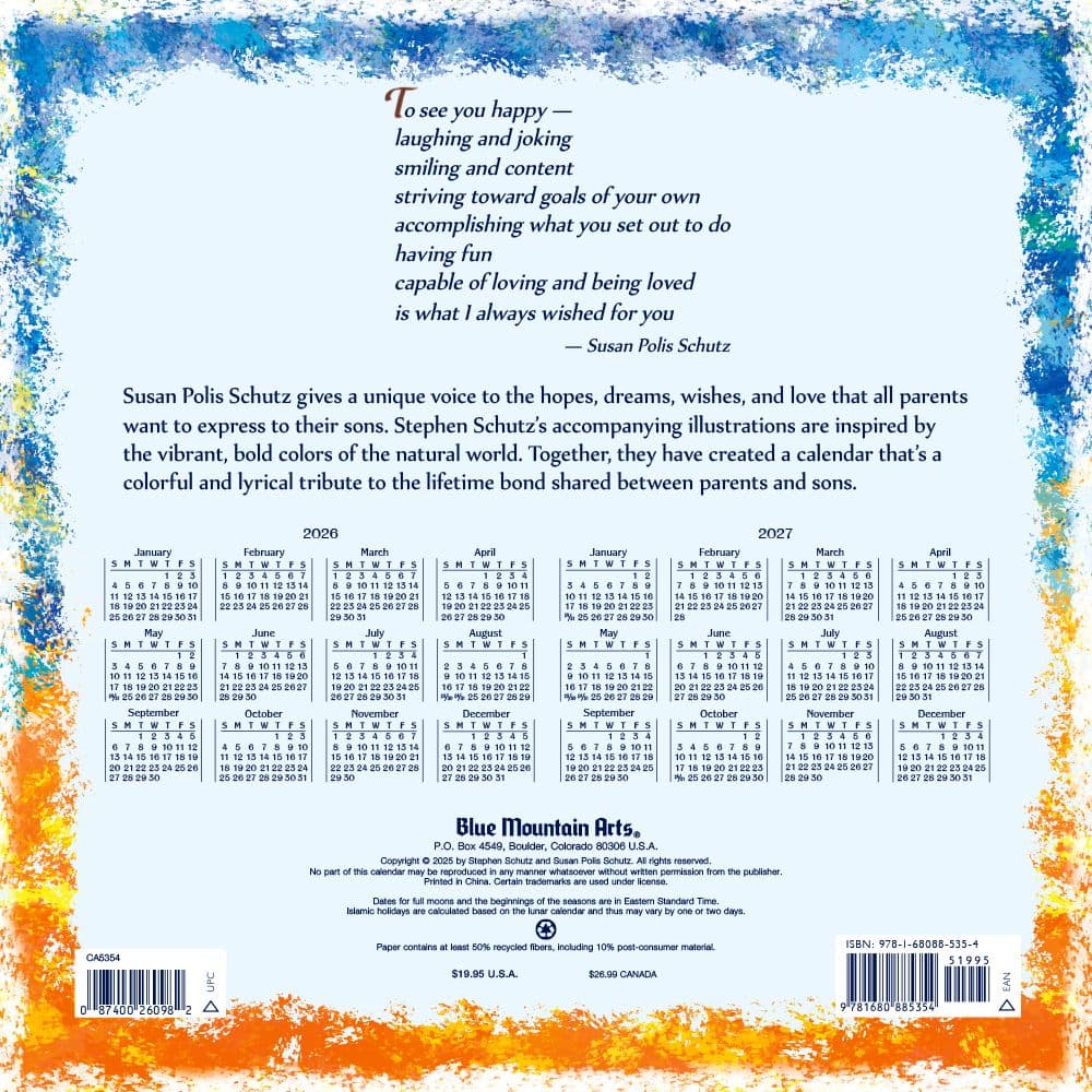 Blue Mountain Arts To My Son with Love 2026 Wall Calendar – Steve's ...