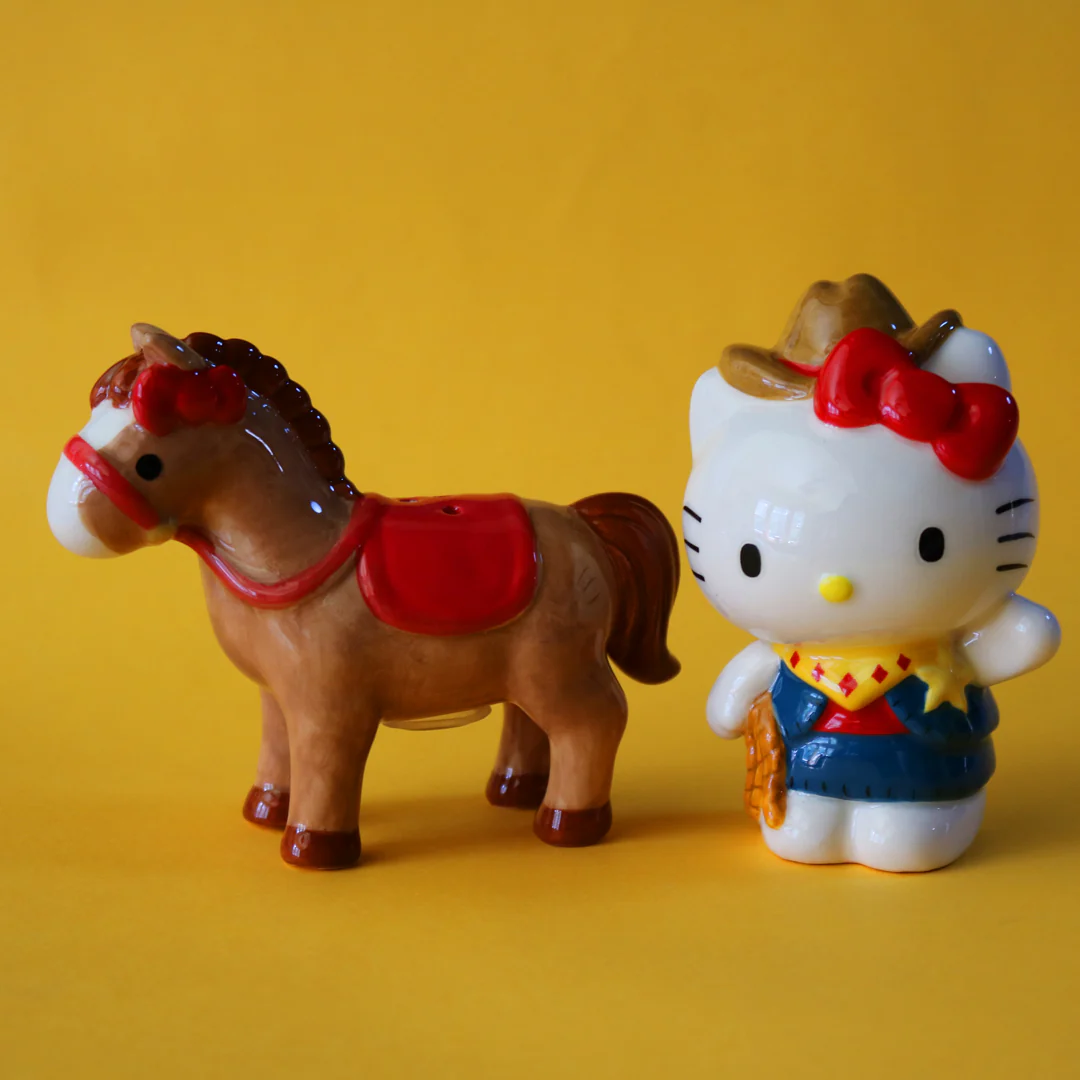 Sanrio Hello Kitty Cowgirl with Horse Salt & Pepper Shakers Clayworks ...