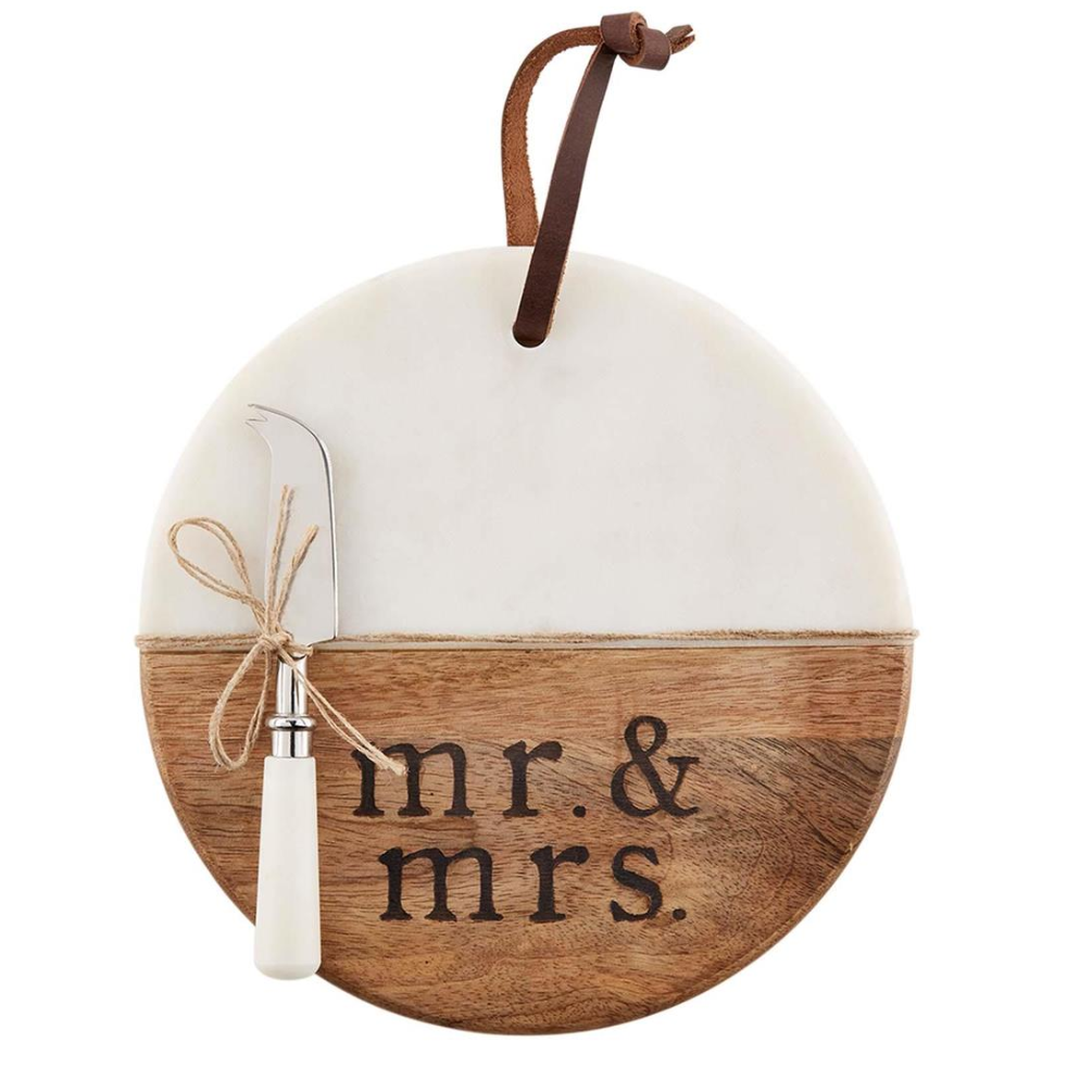 Mud Pie Mr. & Mrs. Mango Wood and Marble Board Set – Steve's Hallmark