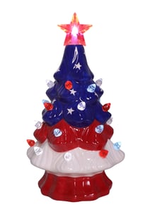 7" Star Spangled Ceramic LED Tree - At Home by Mirabeau – Steve's Hallmark