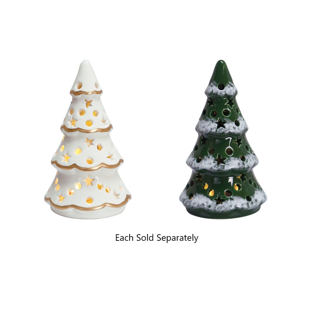 5" Ivory Gleam or Frosty Green Pine LED Lighted Ceramic Tree – Steve's ...