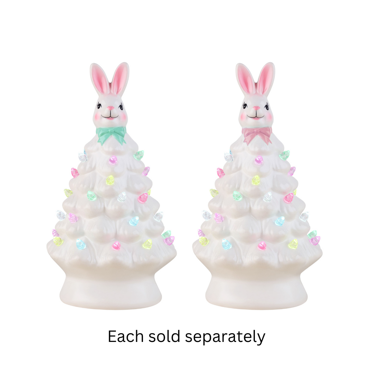 8" LED Light Up White Ceramic Easter Tree with White Bunny Top Mr. or ...