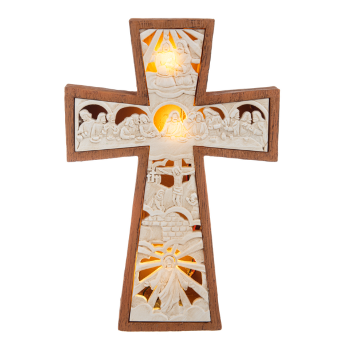 9" Light Up Cross the Passion Story with The Last Supper Figurine ...