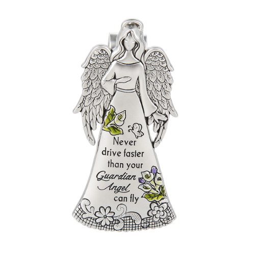 Never Drive Faster Than Your Guardian Angel Can Fly Car Visor Clip ...