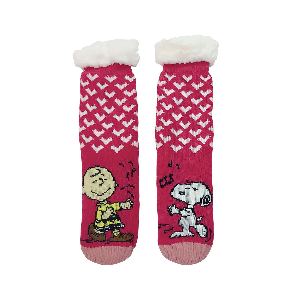 Snoopy and Charlie Brown Be My Valentine Sherpa Slipper Socks – Steve's ...