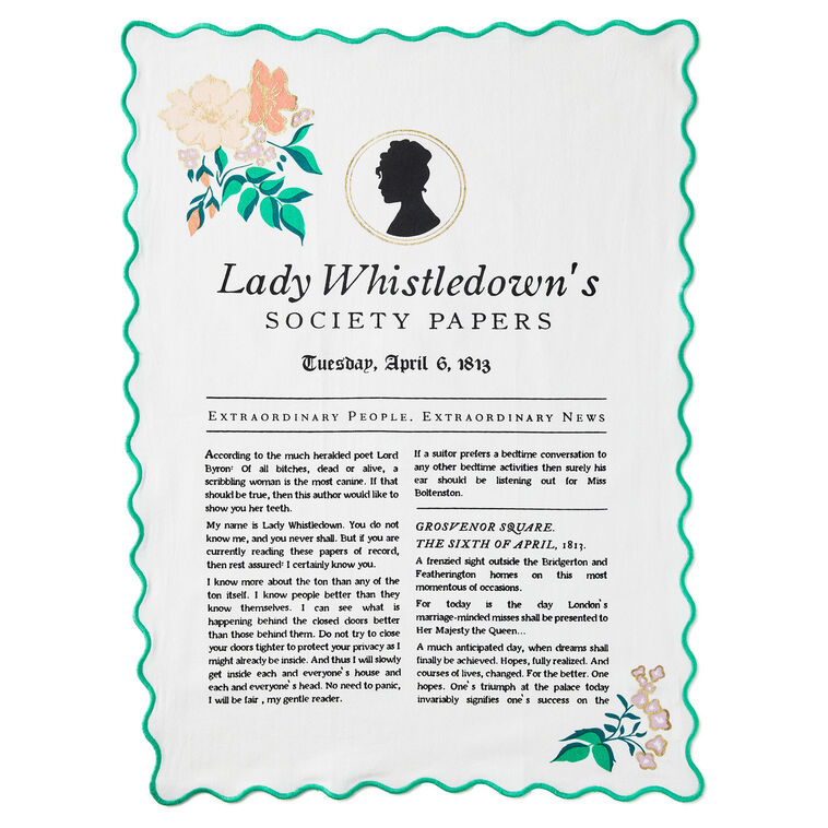 Hallmark Bridgerton Lady Whistledown's Society Papers Tea Towel, 18x26 ...