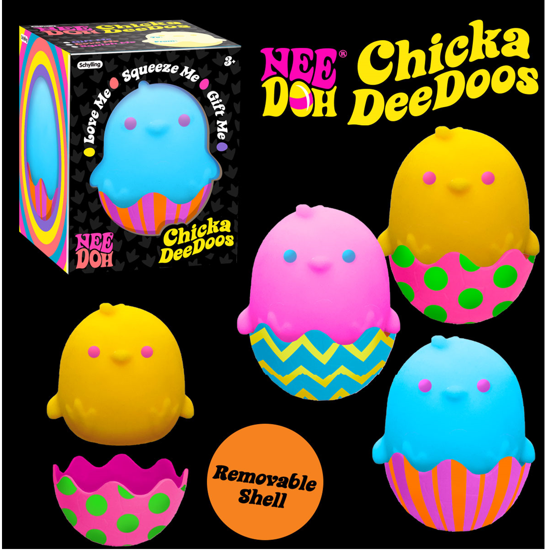 ChickaDeeDoos Squishably Baby Chick Nee Doh with Removable Shell ...
