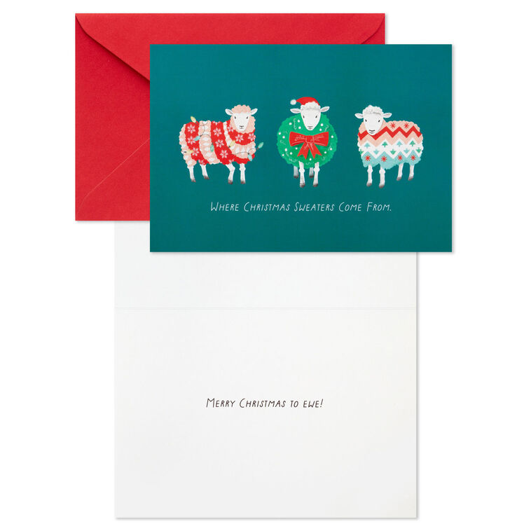 Hallmark Merry Wishes to Ewe Funny Boxed Christmas Cards, Pack of 16 ...