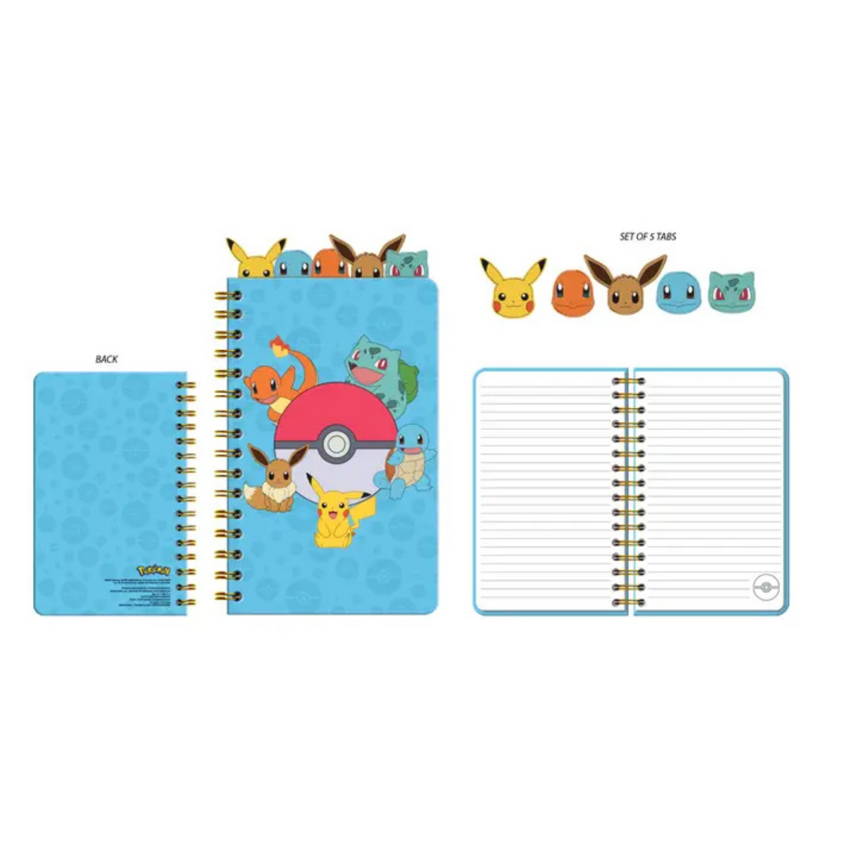 Pokémon Starters and Eevee Spiral 5 Tabbed Notebook - 5x8 in – Steve's ...