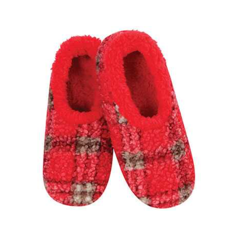 Men's Classic Snoozies® Sherpa Lined Boucle Plaid Slippers - Red ...