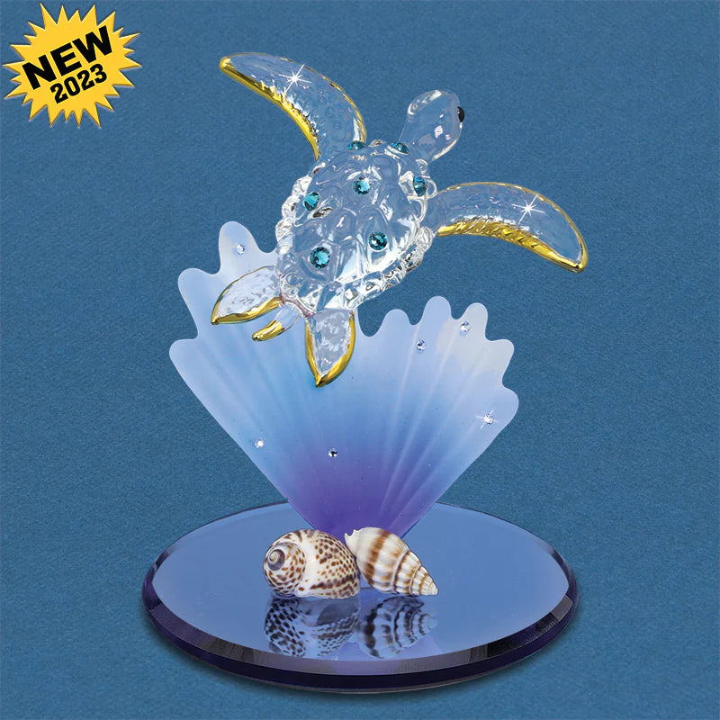 Glass Baron Sea Turtle, Blue Coral – Steve's Hallmark