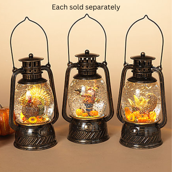 Bountiful Fall Harvest Turkey, Scarecrow, Cornucopia Glitter Light Up ...