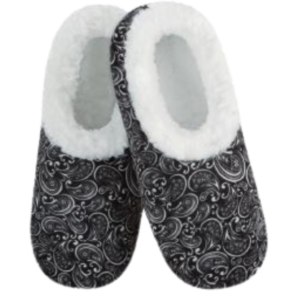 Women's Classic Cozy Snoozies® White Paisley Swirls on Black – Steve's ...