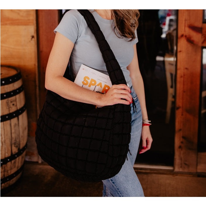 Katydid Oversized Quilted Hobo Tote Bag - Black – Steve's Hallmark