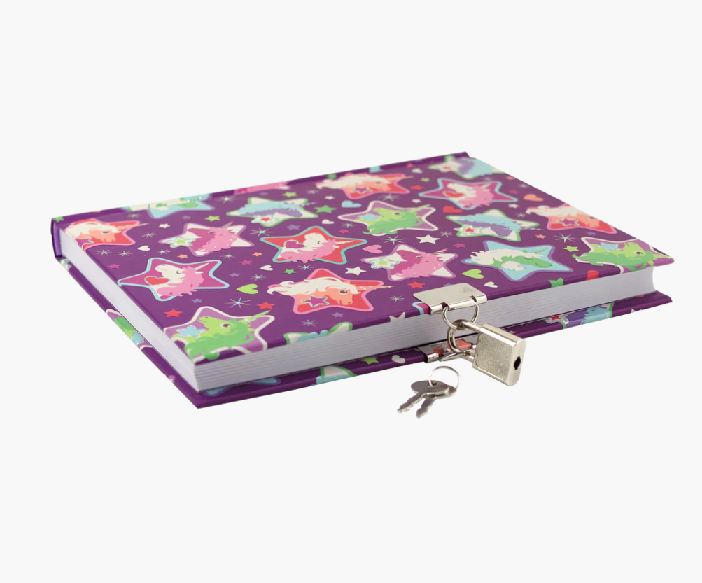 Sparkly Unicorns Locking Journal with Silver Padlock – Steve's Hallmark