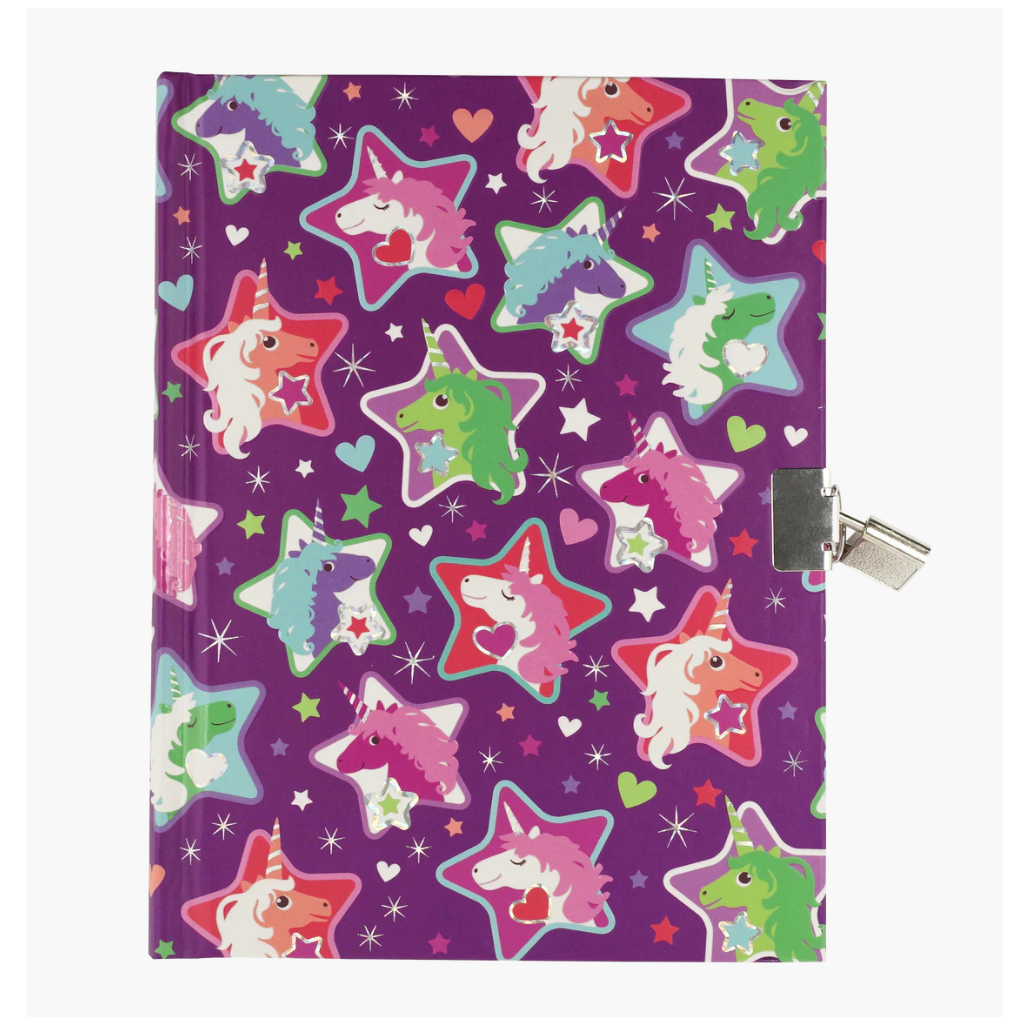 Sparkly Unicorns Locking Journal with Silver Padlock – Steve's Hallmark