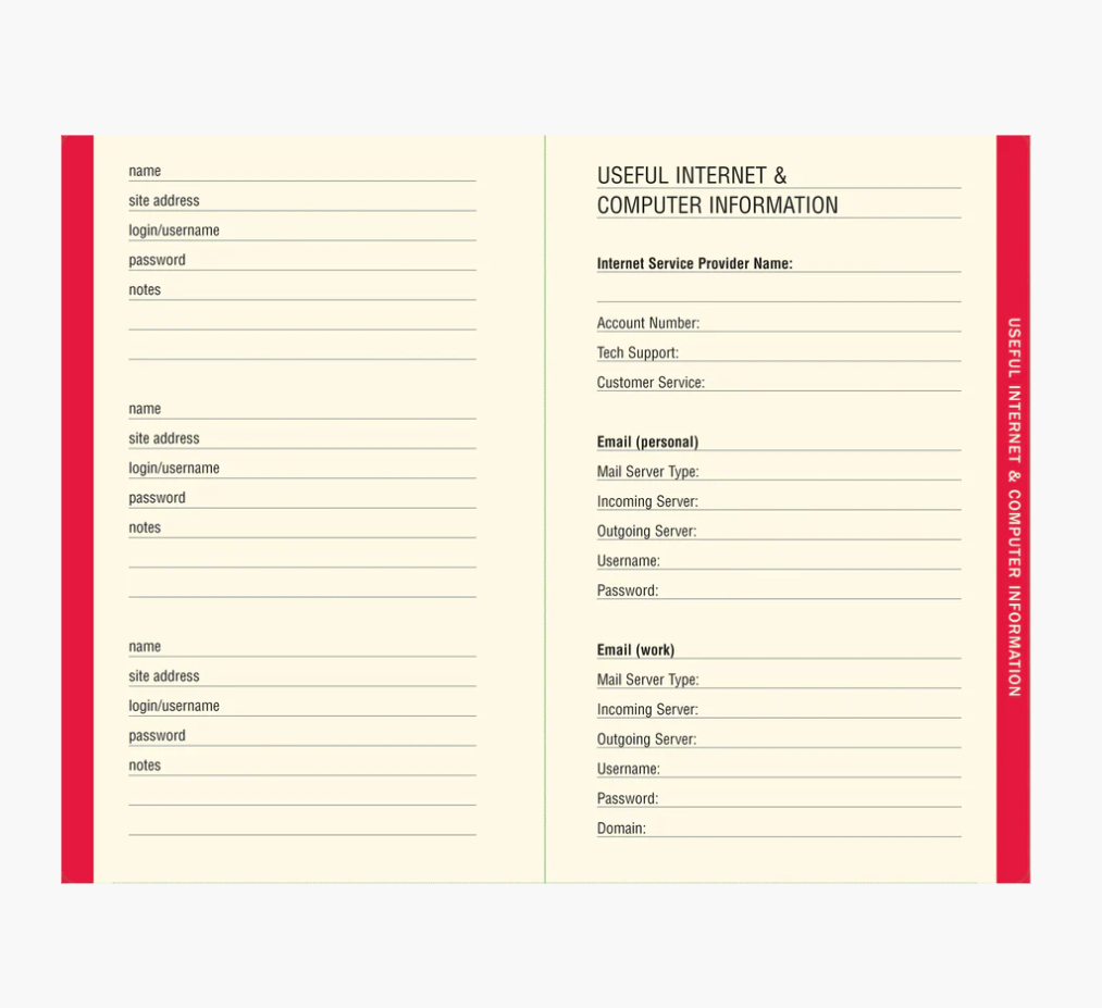 The Personal Internet Address & Password Logbook – Steve's Hallmark