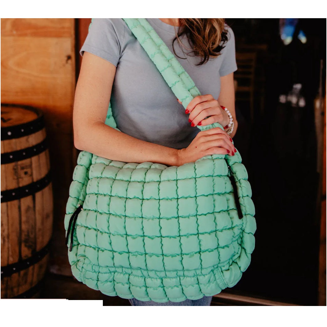 Katydid Oversized Quilted Hobo Tote Bag - Mint – Steve's Hallmark