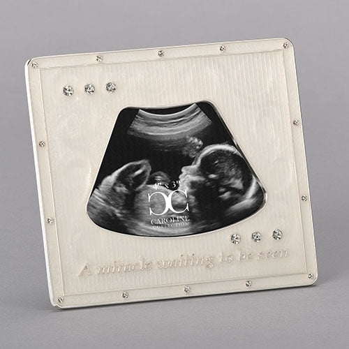 Baby's Ultrasound Frame "A Miracle Waiting to be Seen" in Ivory and Si ...