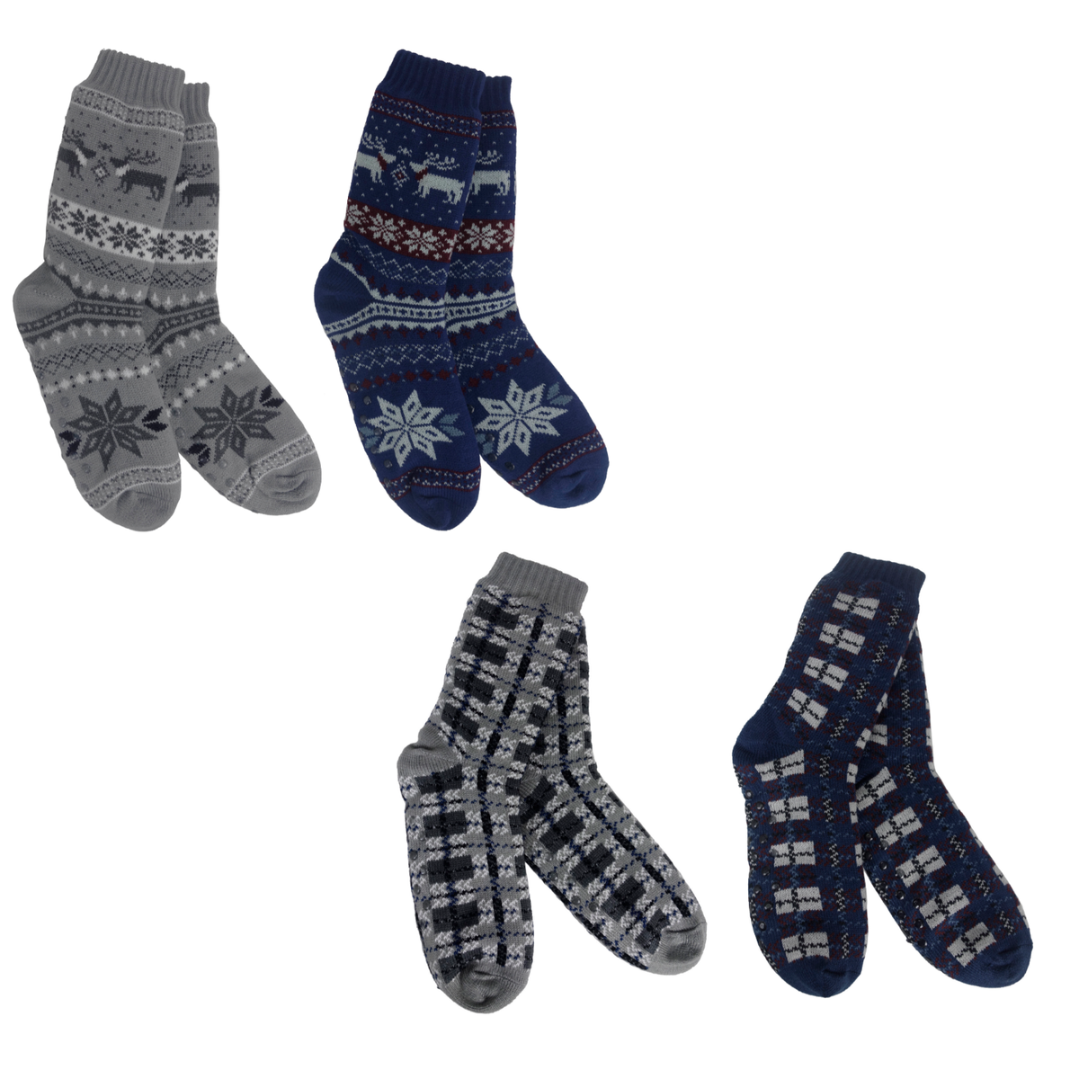 BUY 1 GET 1 FREE Men's Knit Thermal Slipper Socks with Gripping Soles ...