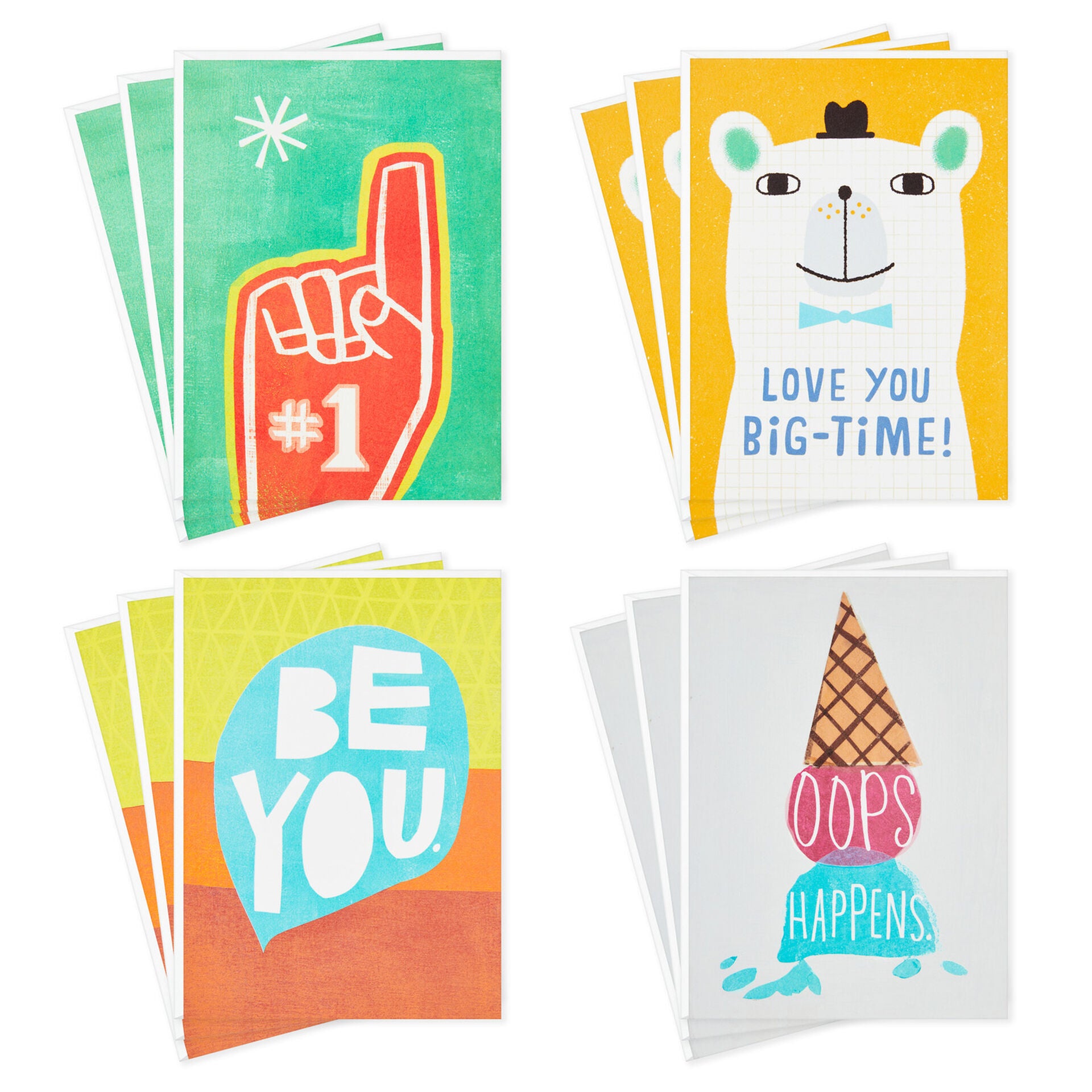 Hallmark Colorful Icons Assorted Kids Encouragement Cards, Pack of 12 ...