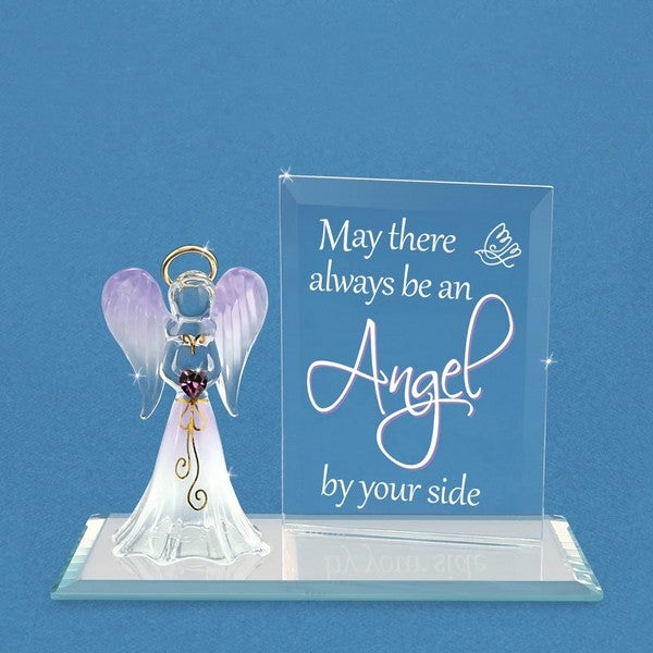 May There Always Be An Angel By Your Side with Purple Heart Crystal Gl ...