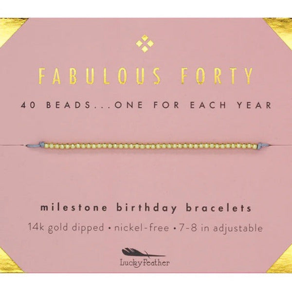 Lucky Feather Gold Bracelet Forty Milestone Birthday – Steve's Hallmark