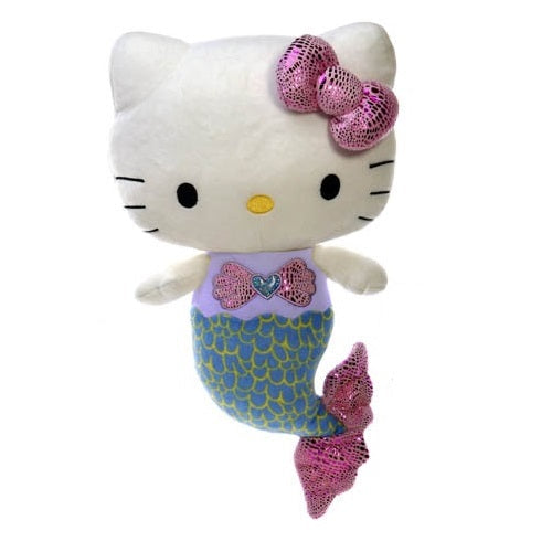 12" Sanrio Hello Kitty Mermaid with Pink Bow and Blue Tail Stuffed Plu ...