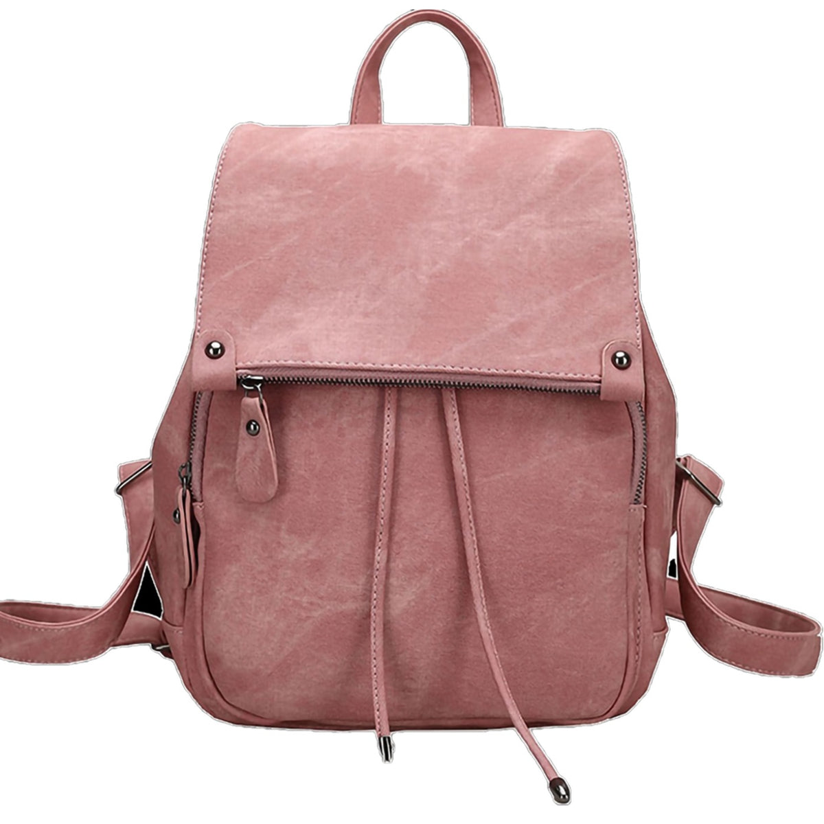 Chloe Butter Vegan Leather Flap Top Draw String Backpack Blush Pink ...